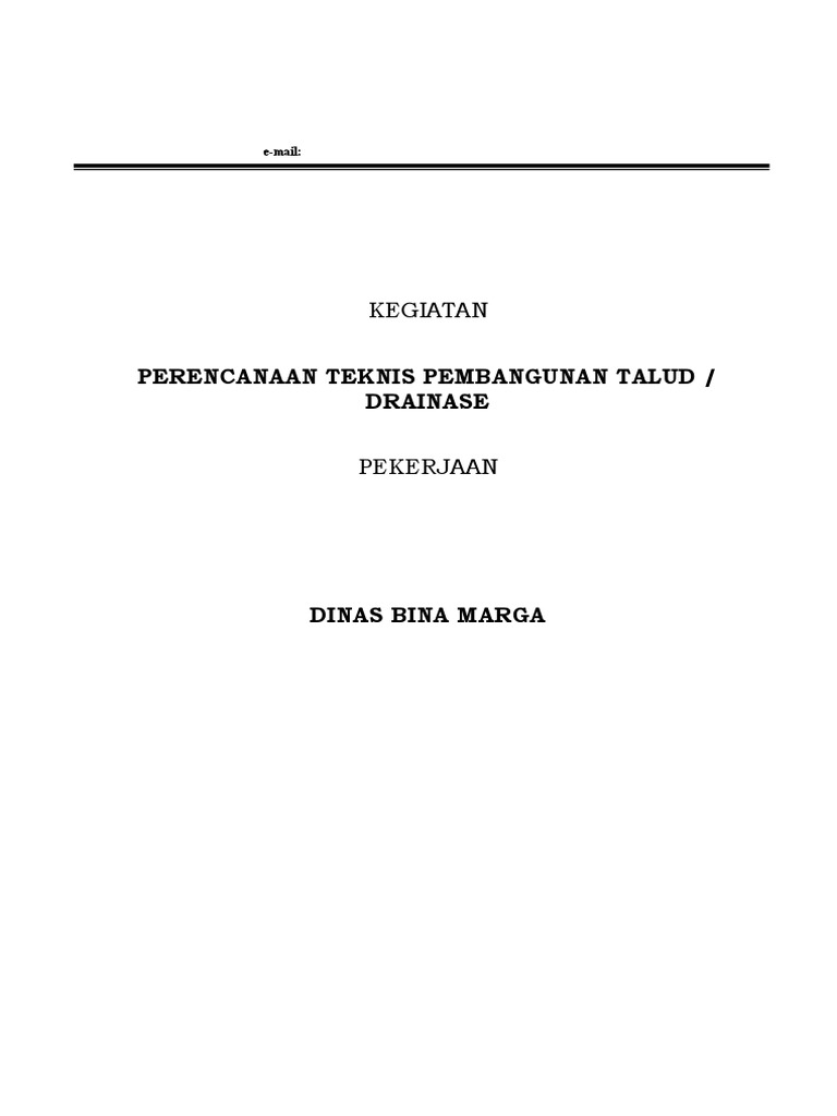 Perencanaan Teknis Pembangunan Talud Drainase | PDF | Teknologi & Rekayasa