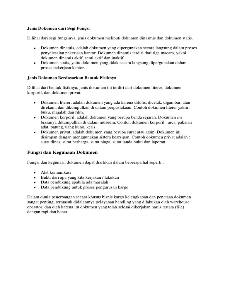 Jenis Dokumen Dari Segi Fungsi | PDF