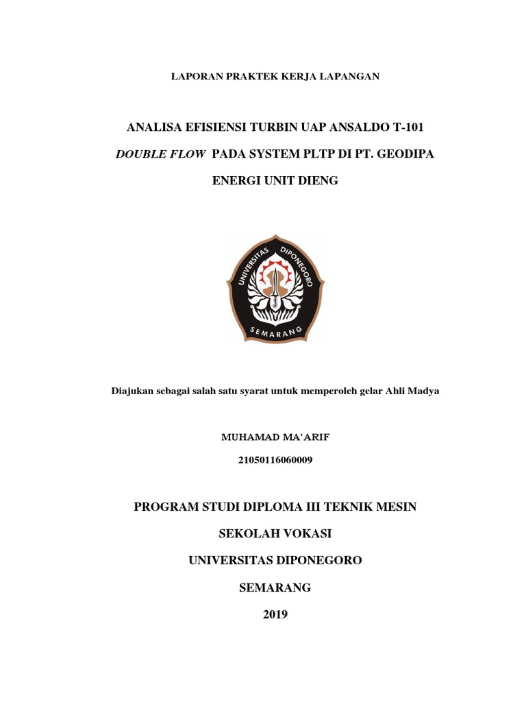 Analisa Efisiensi Turbin Uap Ansaldo T-101 Double Flow Pada System PLTP ...
