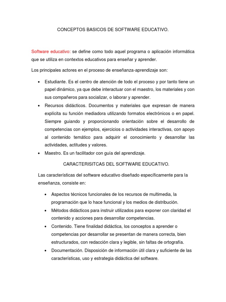 Conceptos Basicos de Software Educativo | PDF