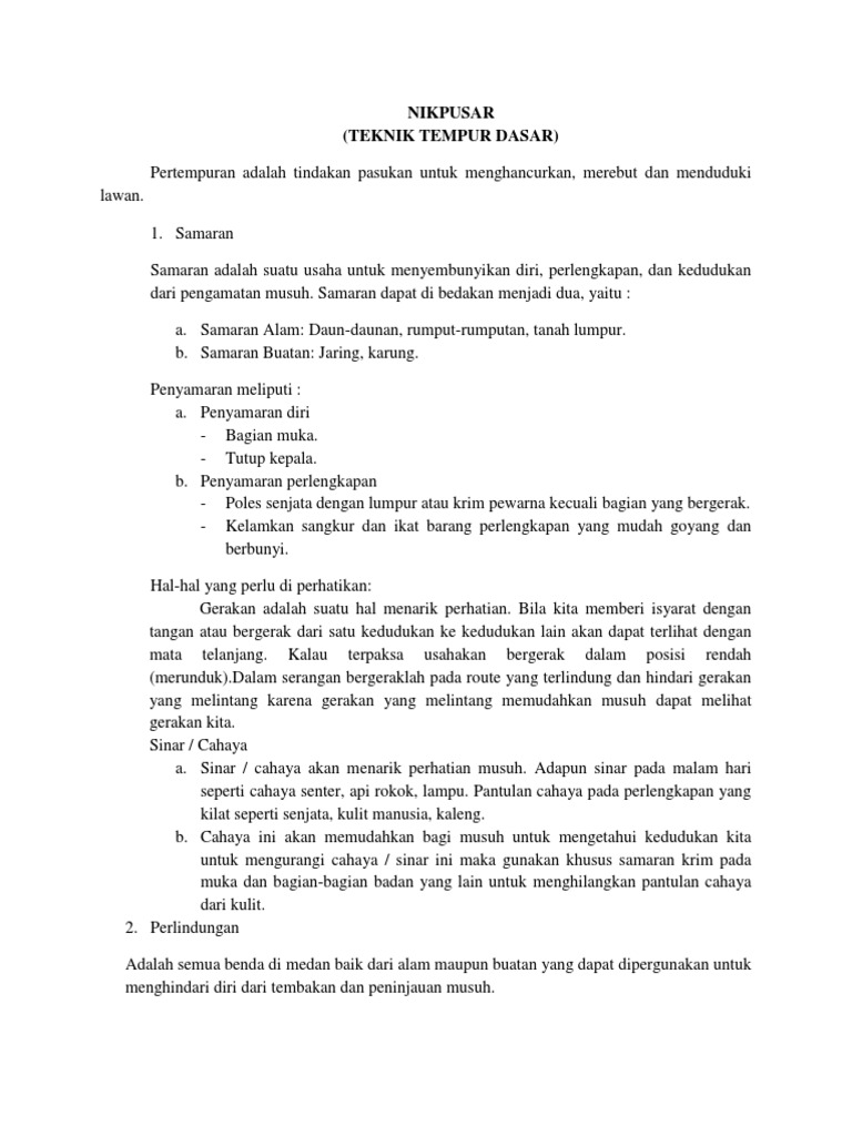 Teknik Tempur Dasar: Samaran & Gerakan | PDF