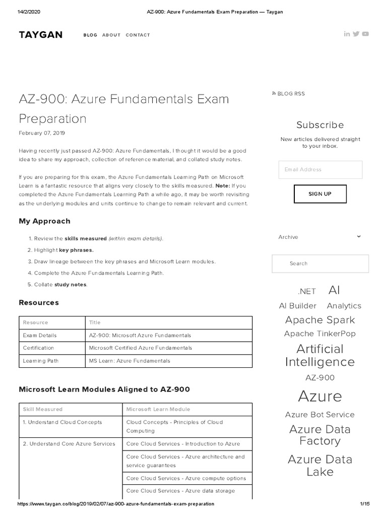 AZ-900 - Azure Fundamentals Exam Preparation - Taygan | PDF