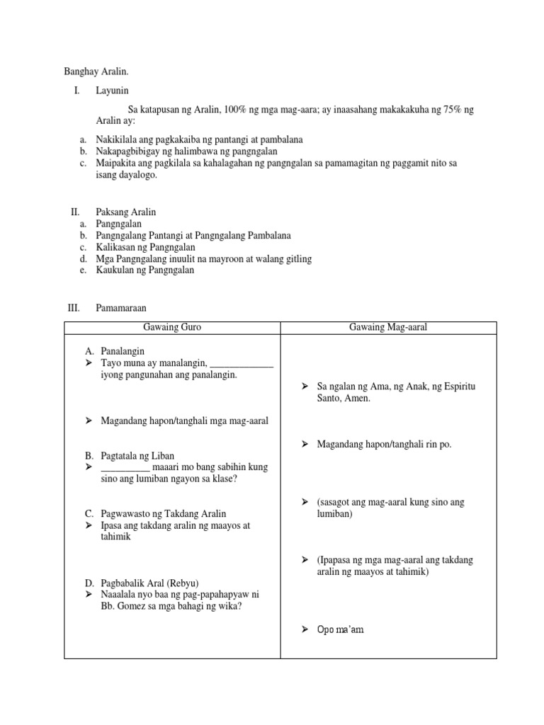 Lesson Plan Pangngalan | PDF