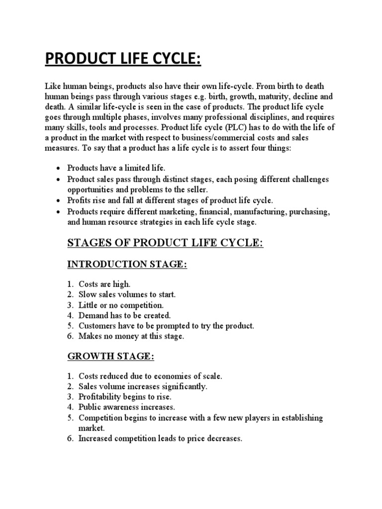 Stages of Product Life Cycle | PDF | Life Cycle Assessment | Marketing
