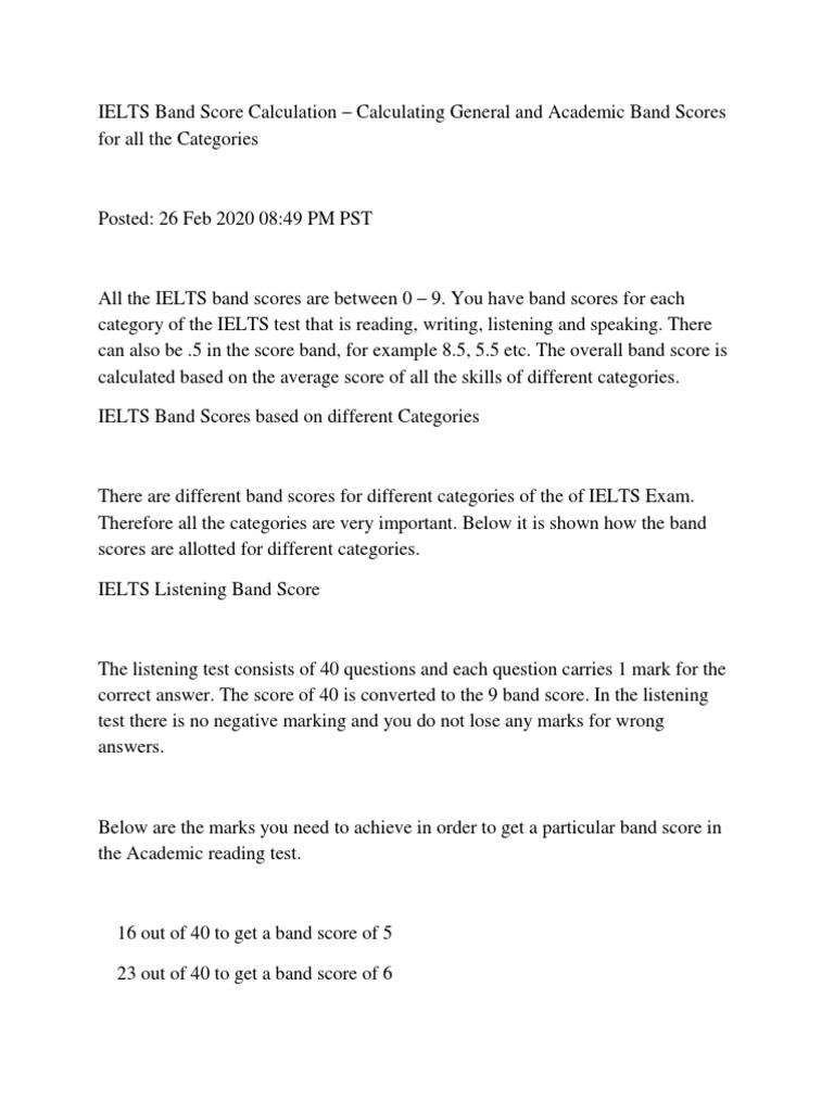 IELTS Band Score Calculation | PDF