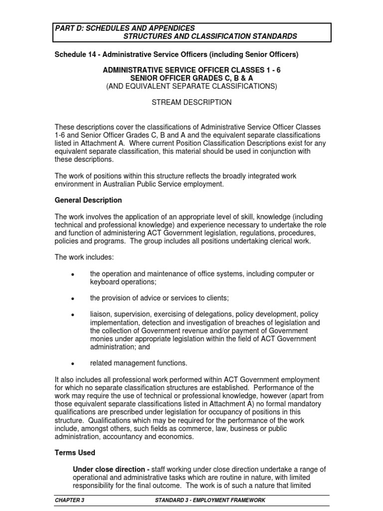 Part D: Schedules and Appendices Structures and Classification ...