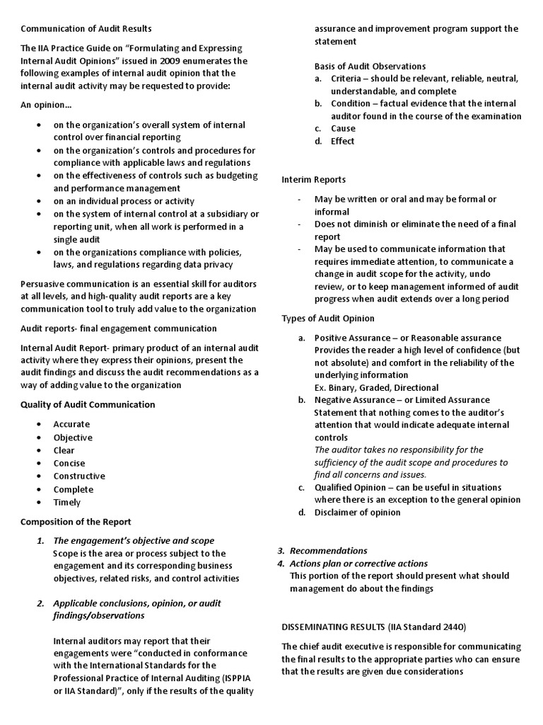 Communication of Audit Results | PDF | Business | Technology & Engineering