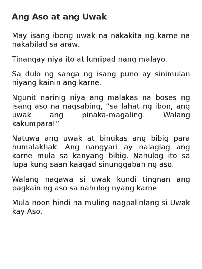 Ang Aso at Ang Uwak | PDF