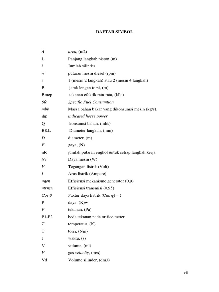 Daftar Simbol Dan Tabel | PDF