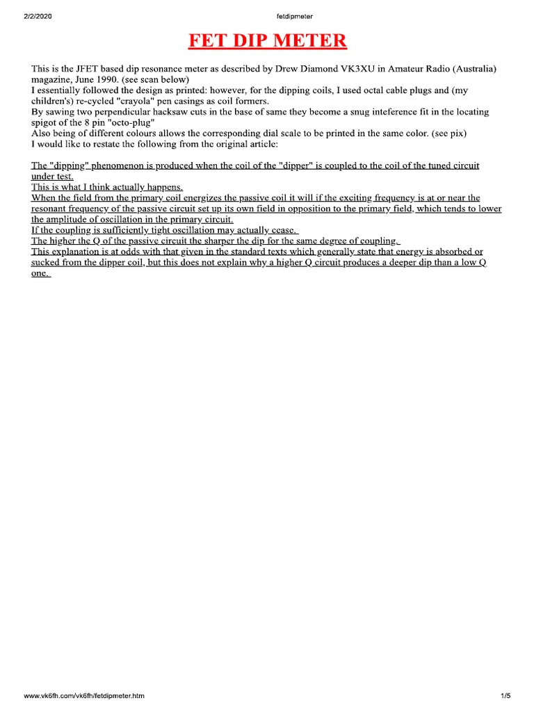 Fet Dip Meter PDF | PDF