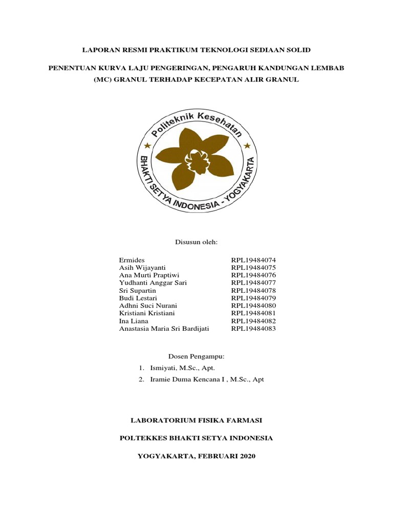LAPORAN RESMI PRAKTIKUM TEKNOLOGI SEDIAAN SOLID p1 | PDF