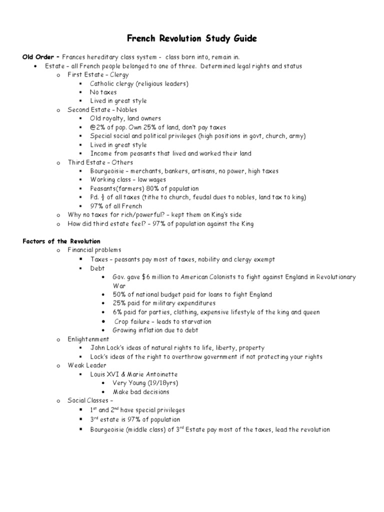 French Revolution Class System Overview | PDF | French Revolution ...