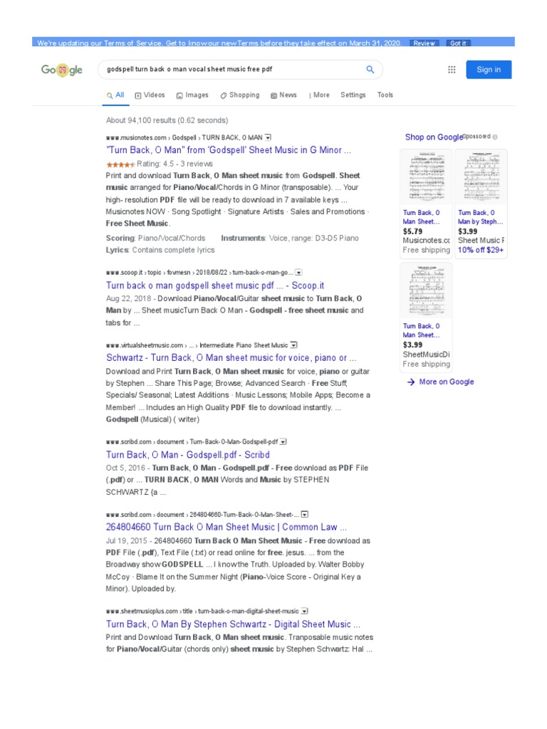 Godspell Turn Back o Man Vocal Sheet Music Free PDF - Google Search | PDF