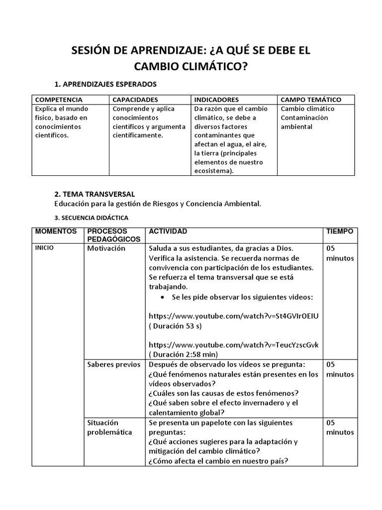 Sesión de Aprendizaje Cta | PDF