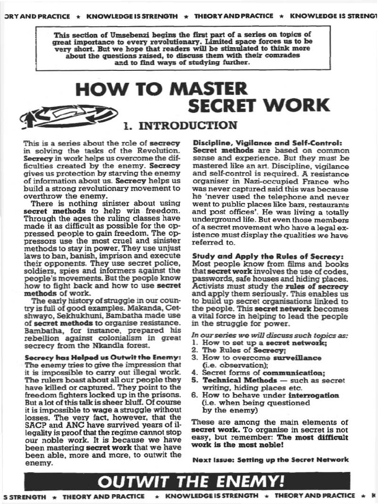 How To Master Secret Work PDF | PDF | Surveillance | Traffic