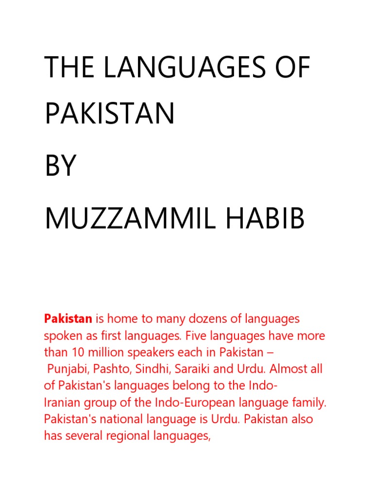 THE LANGUAGES OF PAKISTAN by Muzz | PDF | Languages | Language Arts ...