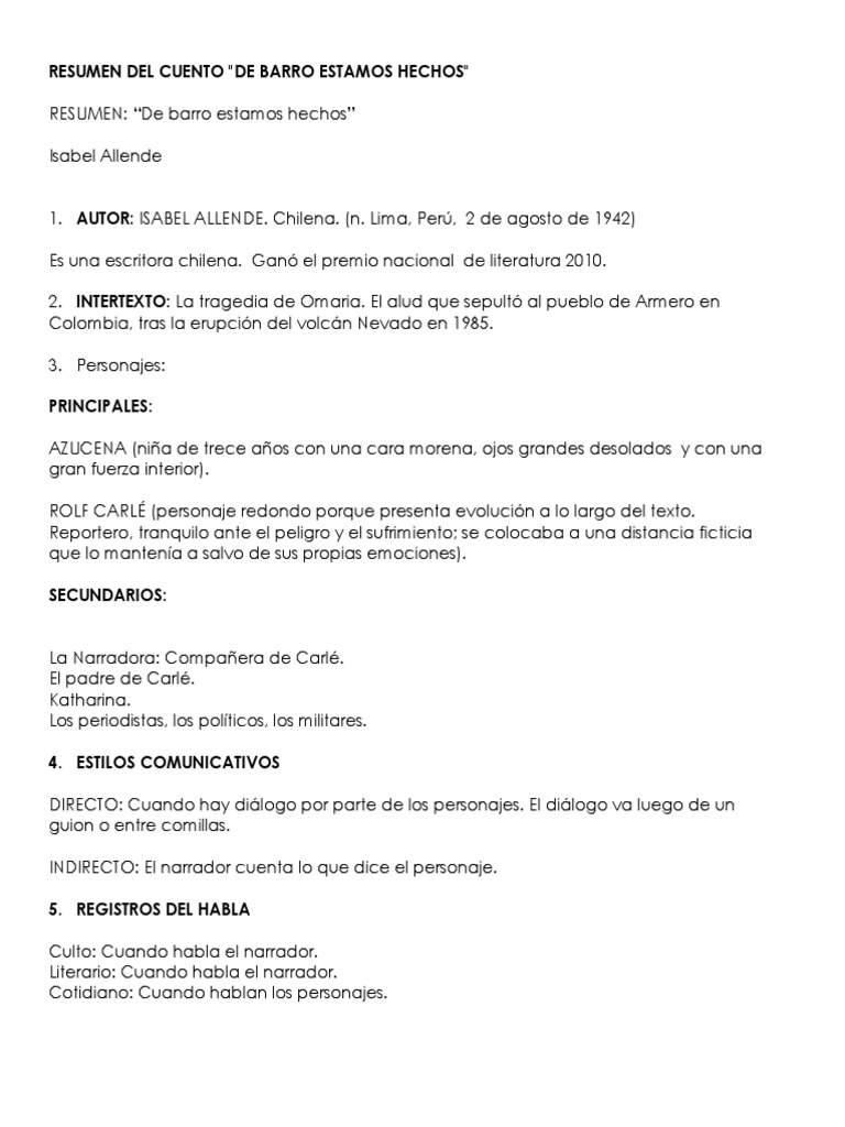 Resumen Del Cuento | PDF