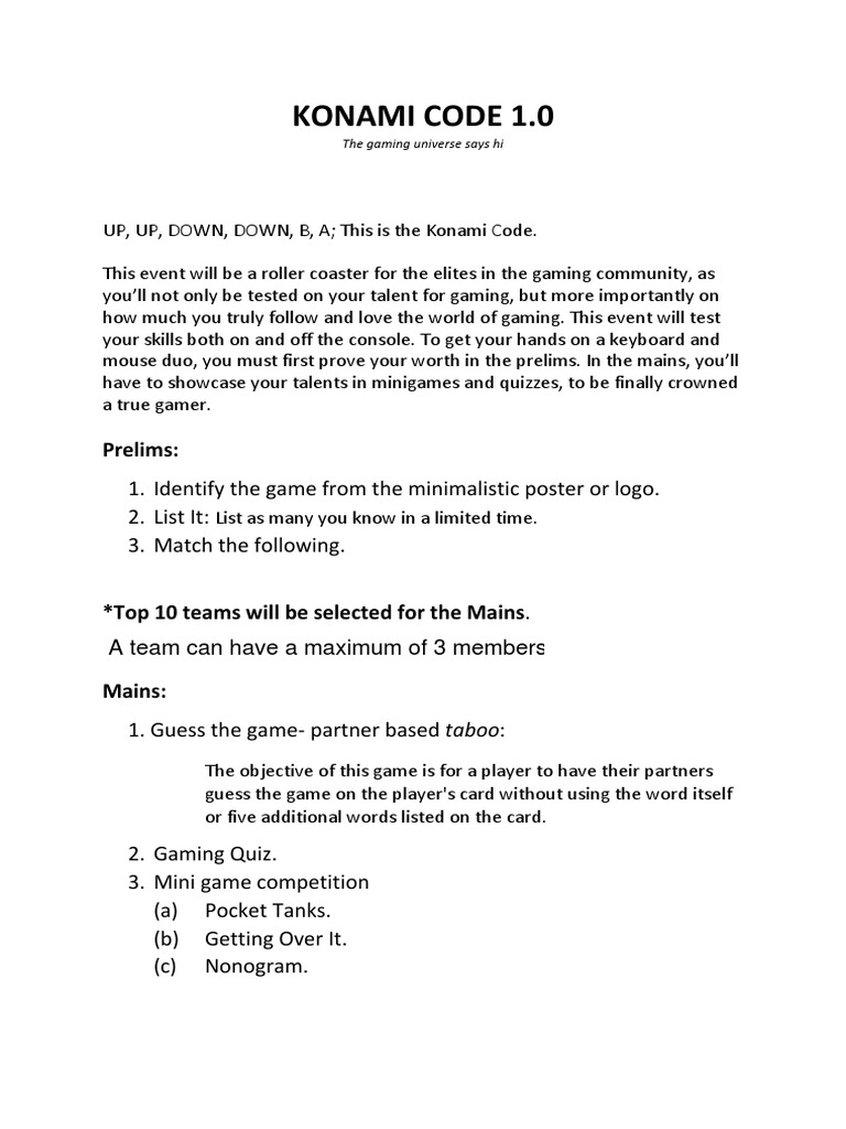 Konami Code 1.0 | PDF