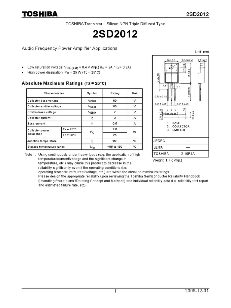 D2012 | PDF | Reliability Engineering | Transistor