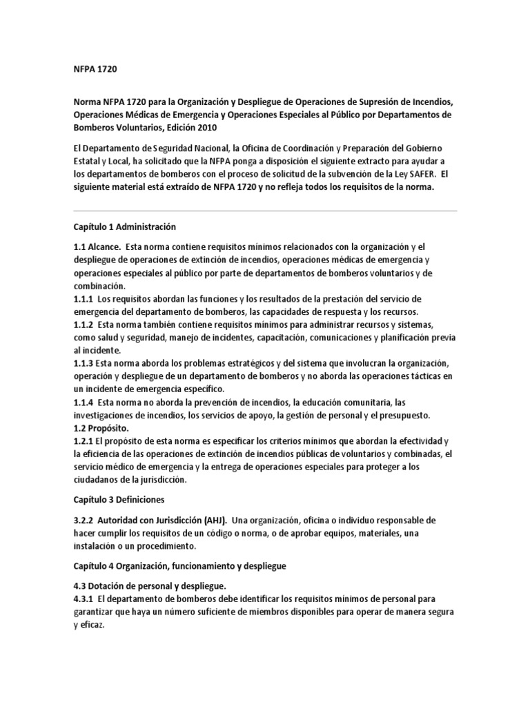 Nfpa 1720 | Descargar gratis PDF | Bombero | Gobierno