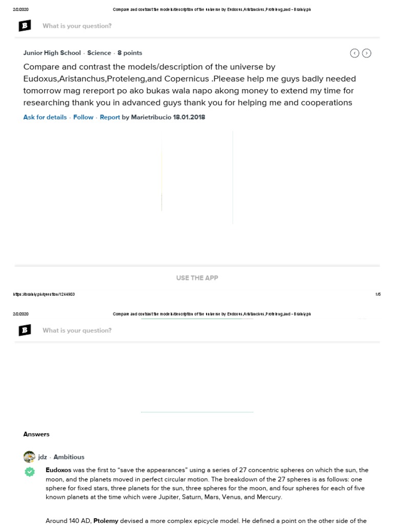 Comparing Universe Models: Geocentric vs. Heliocentric | PDF | Ancient ...