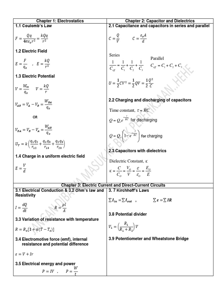 Rumus Sem 2 Ppismp Fizik | PDF | Inductance | Electromagnetic Induction