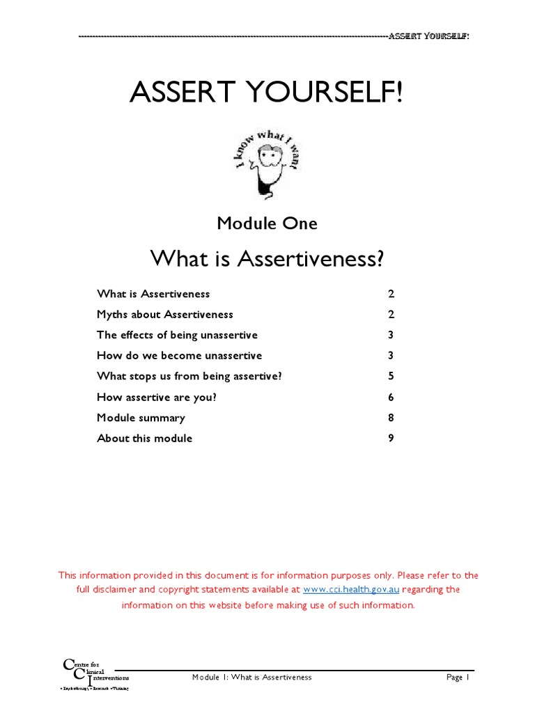 Assert Yourself - 01 - What Is Assertiveness | PDF | Cognitive Behavioral Therapy | Psychotherapy
