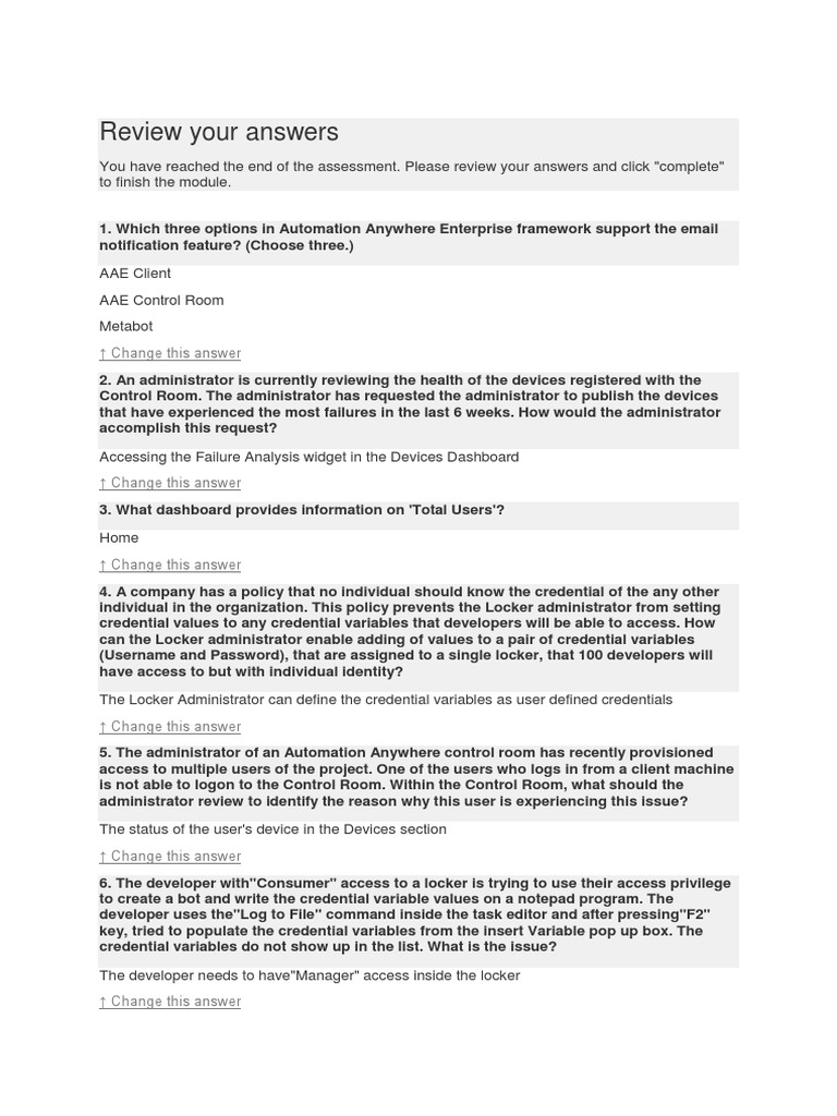 AA- Review your answers