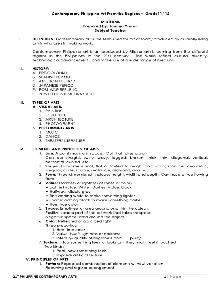 Reviewer Handouts123 | PDF | Composition (Visual Arts) | Paintings