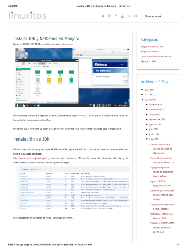 Instalar JDK y Netbeans en Manjaro | PDF | Fedora (sistema operativo ...