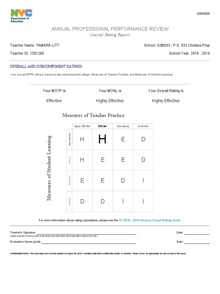 Nycdoe - Advance Overall Rating Report 2018-2019 | PDF | Computing ...