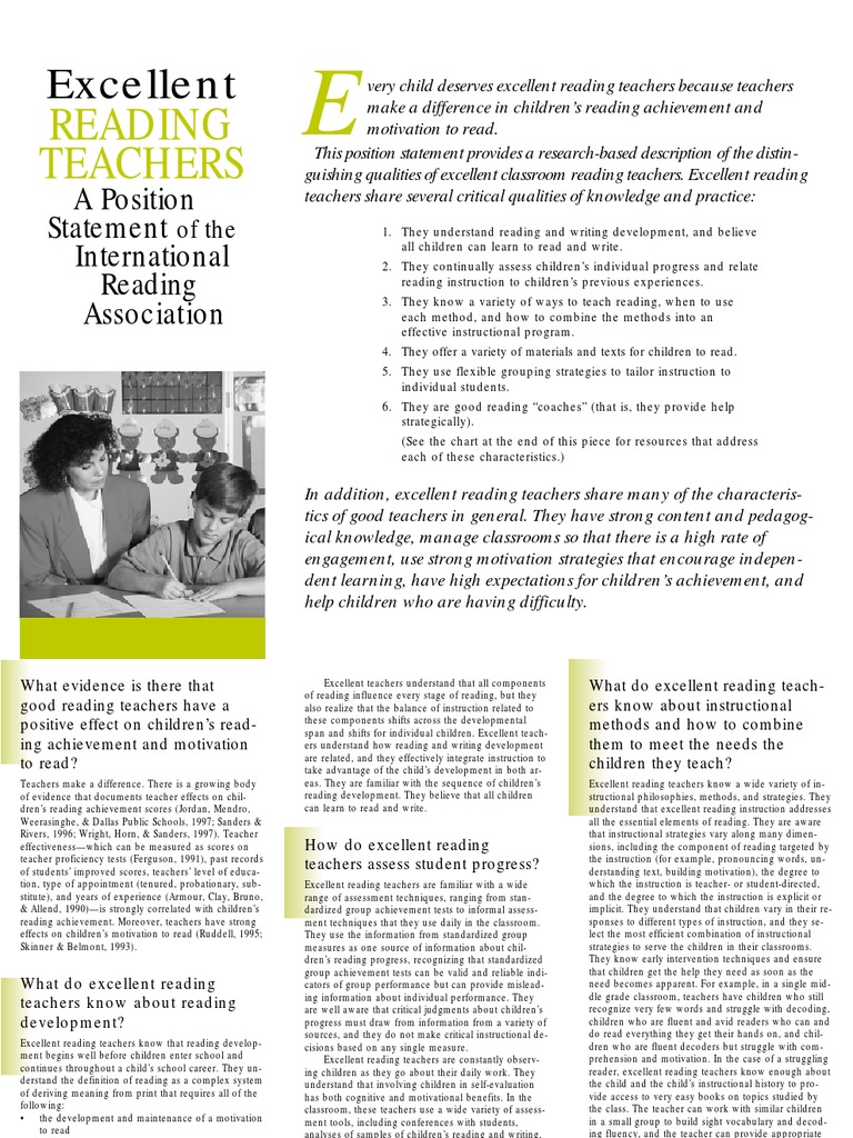 Qualities of Excellent Reading Teachers | PDF