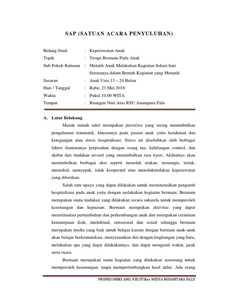 SAP Terapi Bermain ANAK | PDF