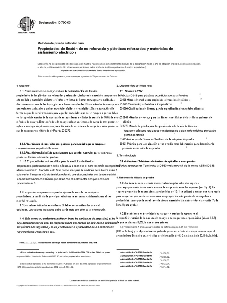 Astm - d790 (1) .En - Es | PDF | Materiales | Física Aplicada e ...