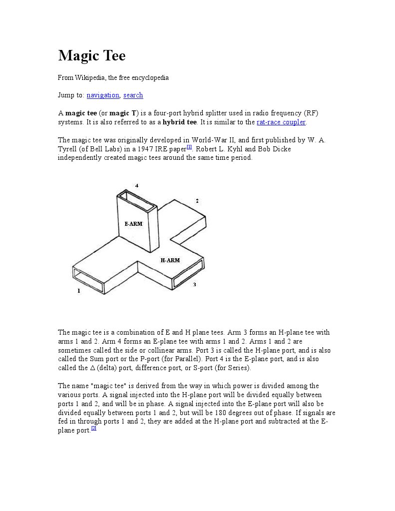 Overview of the Magic Tee in RF Systems | PDF