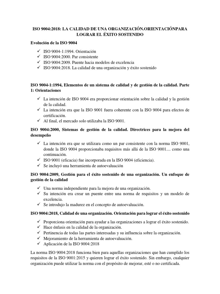Iso 9004 | PDF | Gestión de la calidad | Calidad (comercial)