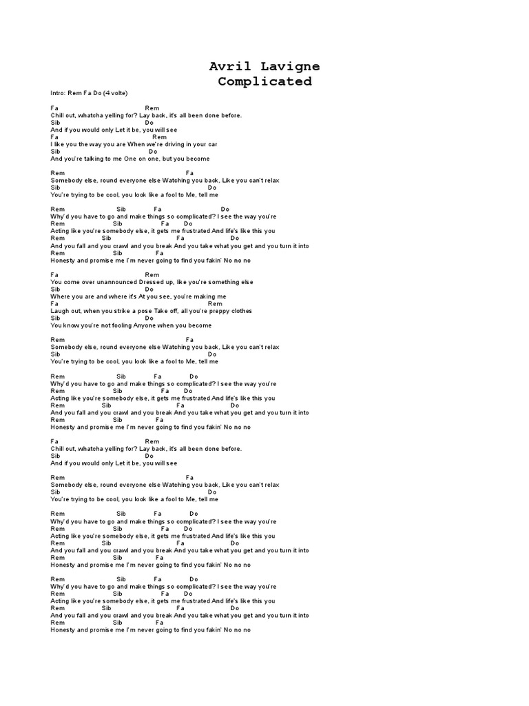 Avril Lavigne - Complicated | PDF