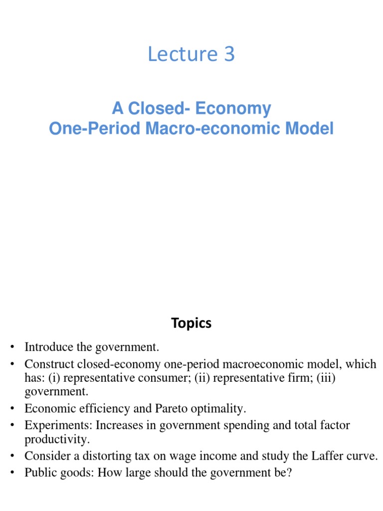 Lecture 3 One-Period Macro-Economic Model PDF | PDF | Economic ...