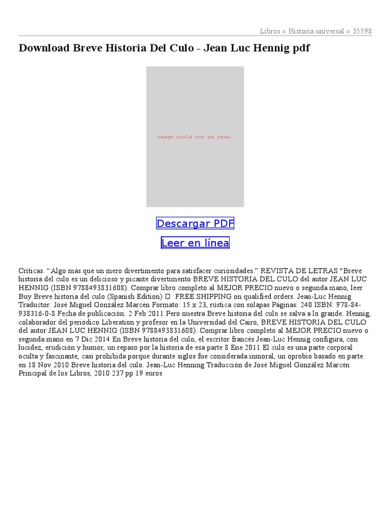 Breve Historia Del Culo | PDF