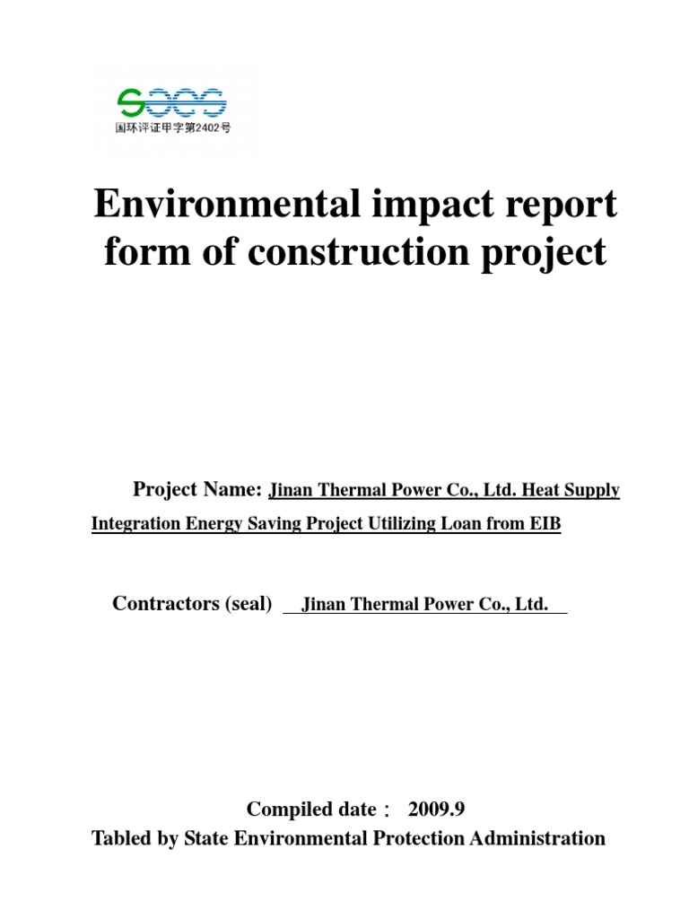 Environmental Impact Report Form of Construction Project | PDF | Steam ...