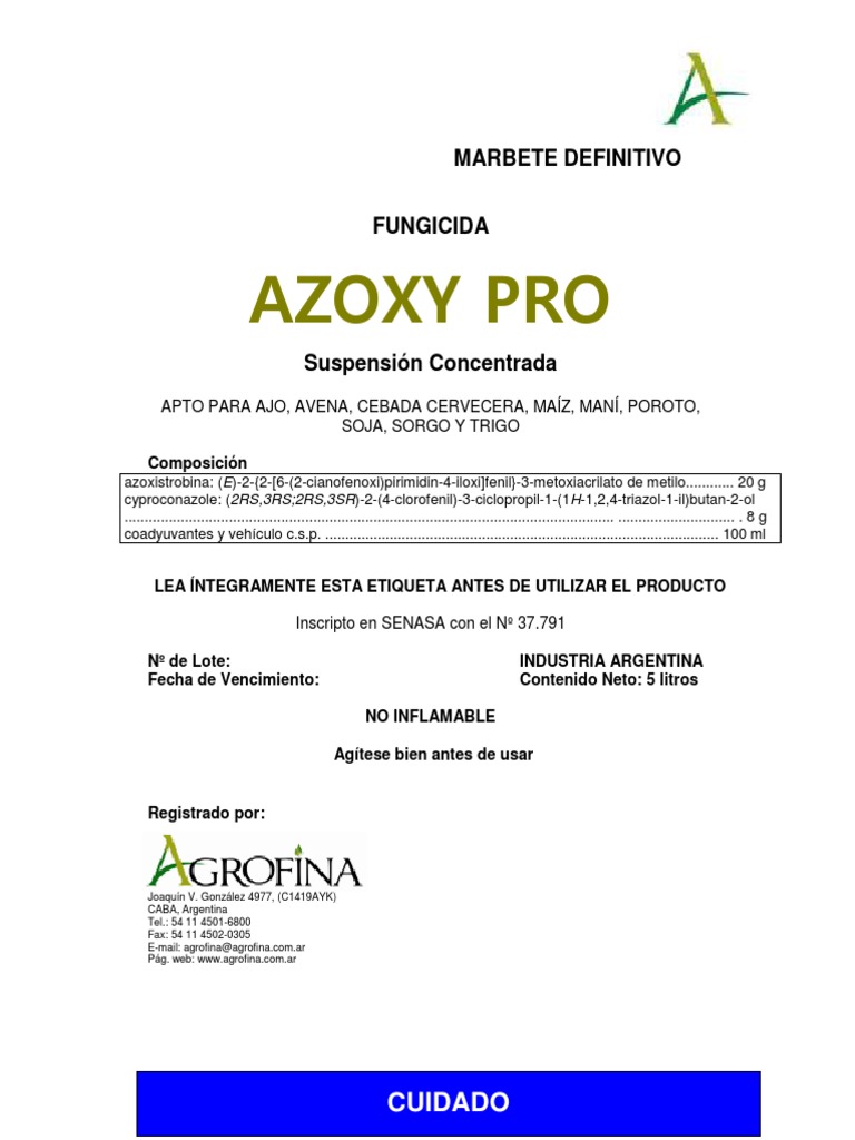 AZOXY PRO Marbete | PDF | Tanques | Pesticida