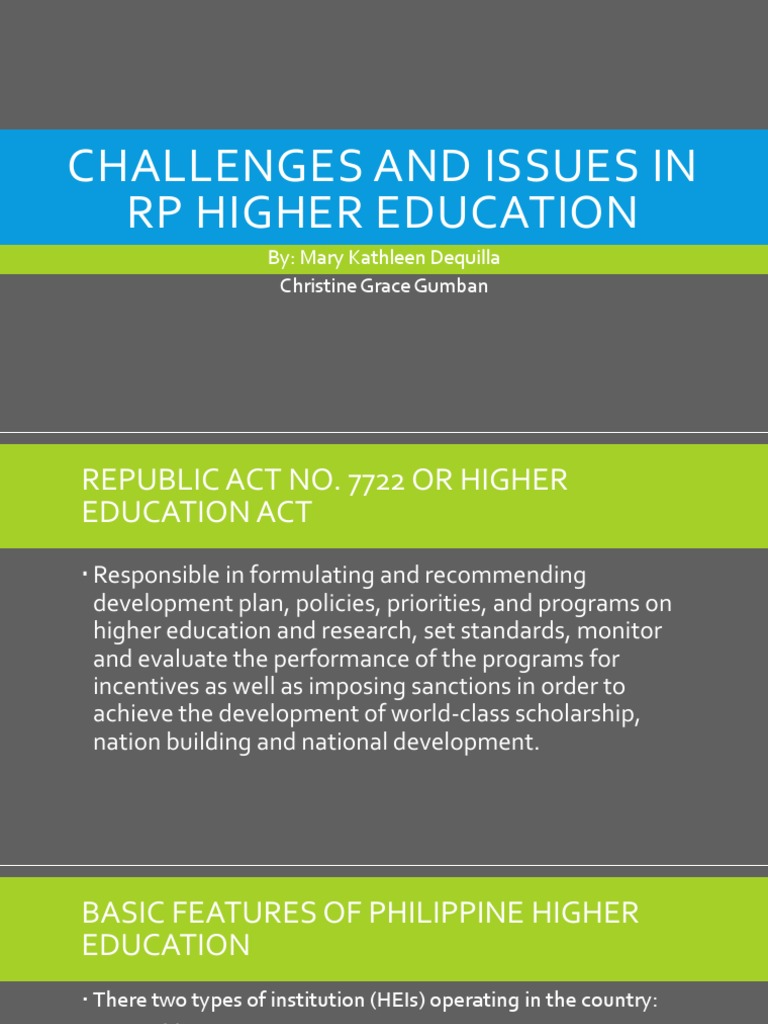 Challenges and Issues in RP Higher Education | PDF | Higher Education ...