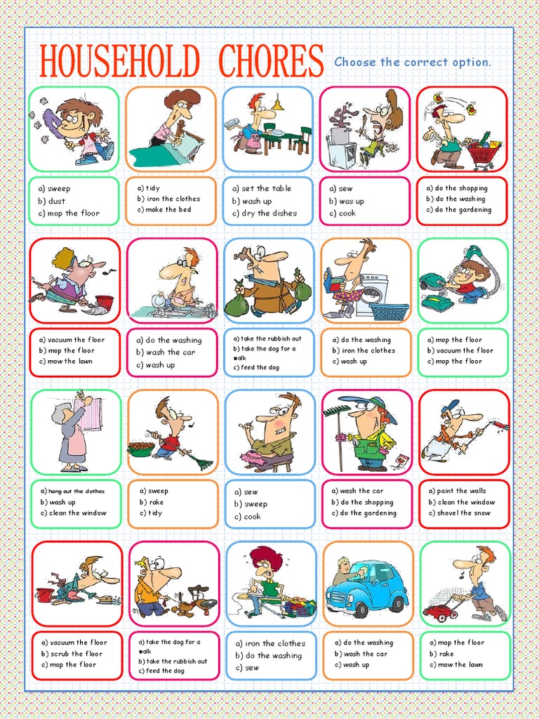 Household Chores Multiple Choice | PDF