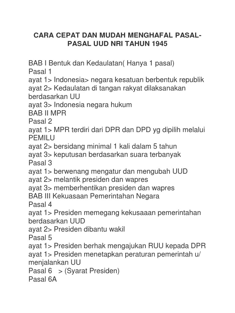 Ringkasan UUD 1945 | PDF