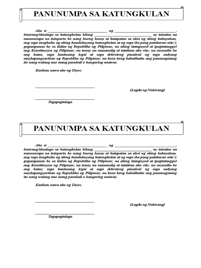 Panunumpa Sa Katungkulan | PDF
