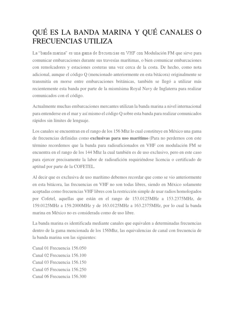 Qué Es La Banda Marina y Cuáles Son Sus Frecuencias | PDF | Muy alta ...