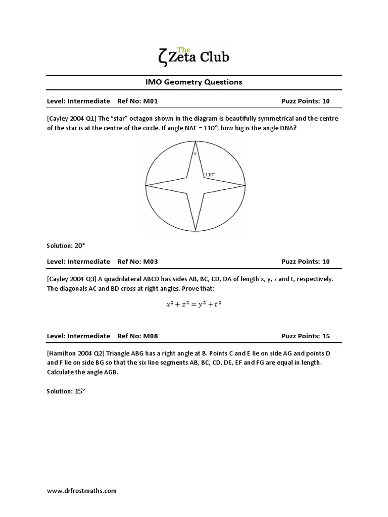 IMO GeometryWithSolutions | PDF | Triangle | Area