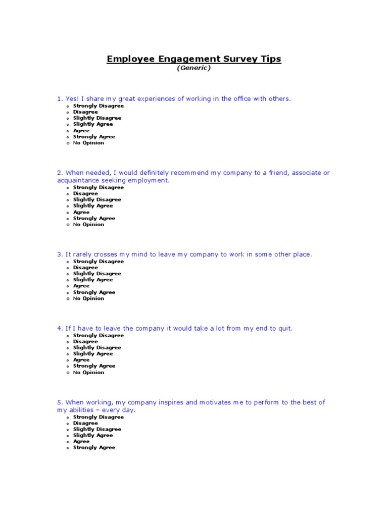 Employee Engagement Survey Tips | PDF | Employment | Business