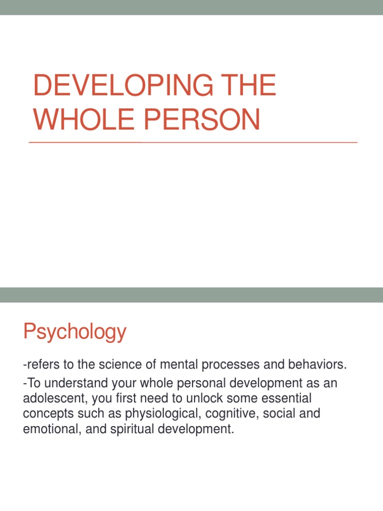 Developing The Whole Person | PDF | Puberty | Adolescence