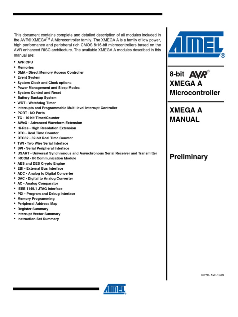 8-Bit Xmega A Microcontroller Xmega A Manual | PDF | Microcontroller ...